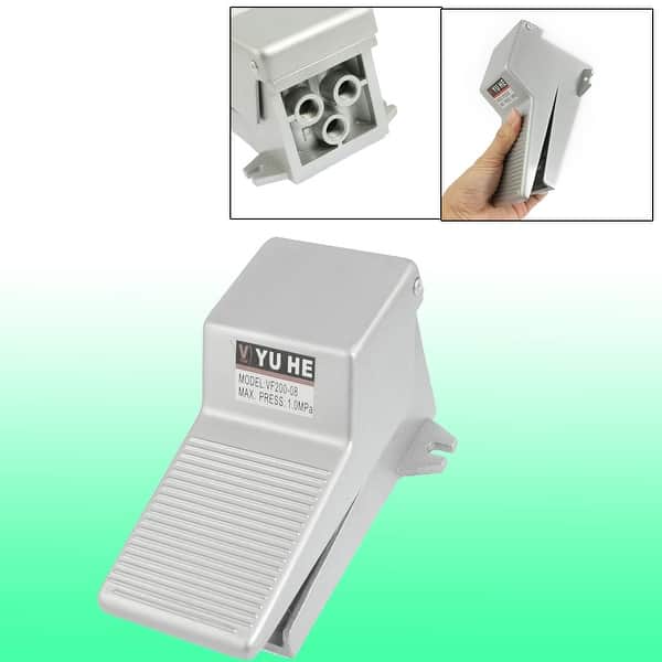 1/4"NPT 2 Position 3 Way Nonslip Momentary Pneumatic Foot Pedal Valve Air Switch - Silver Tone ...